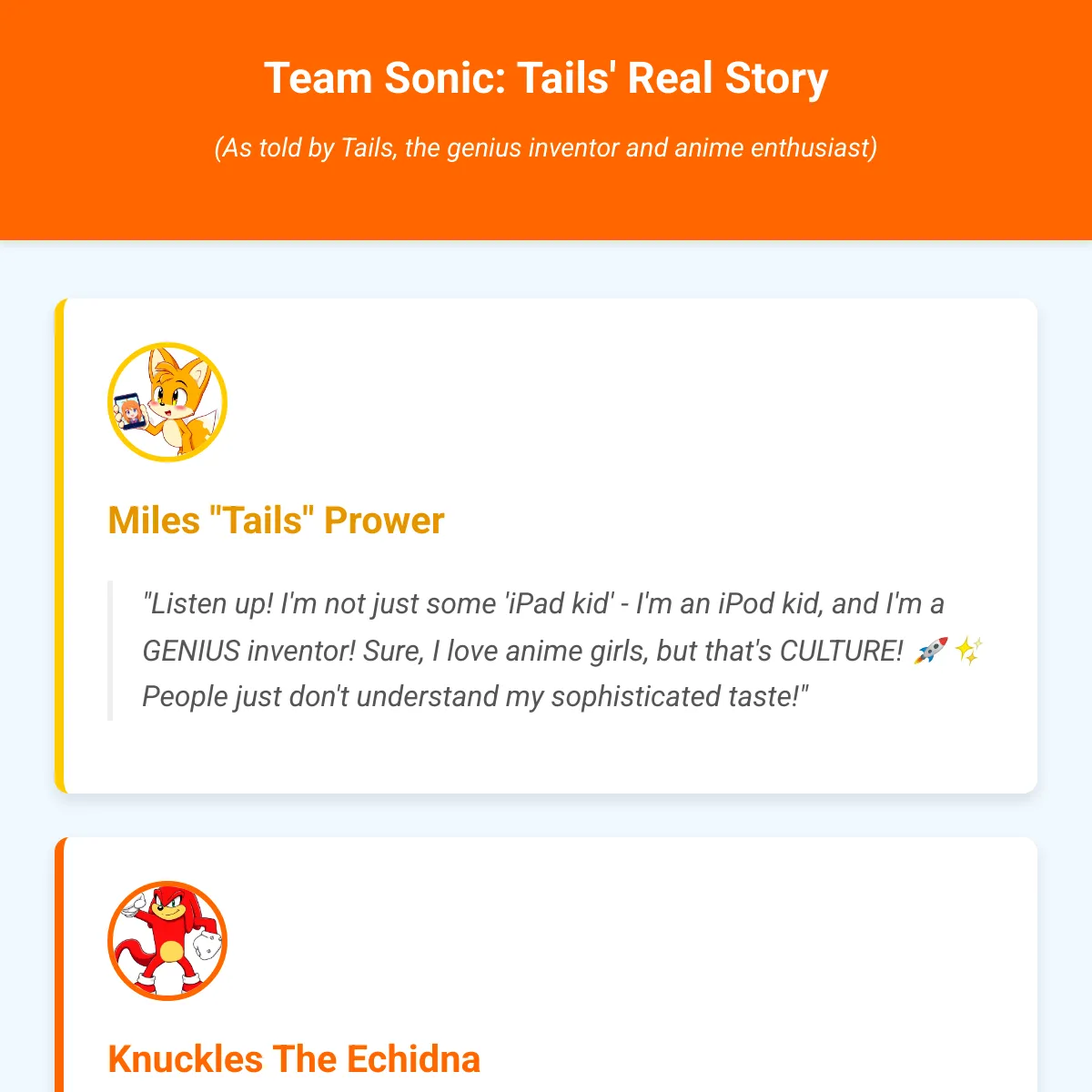Team Sonic: Tails' Real Story