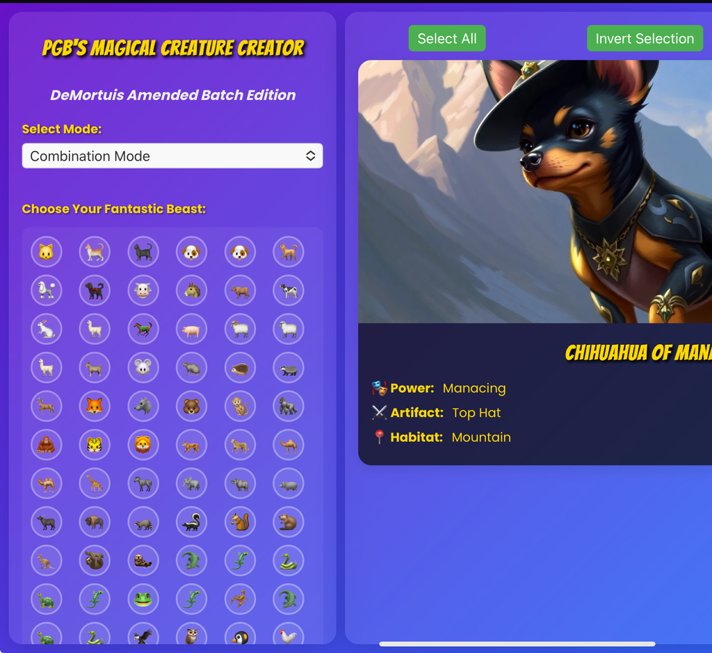 PGB‘s Magical Creature Image Generator (DeMortuis Batch Edition)