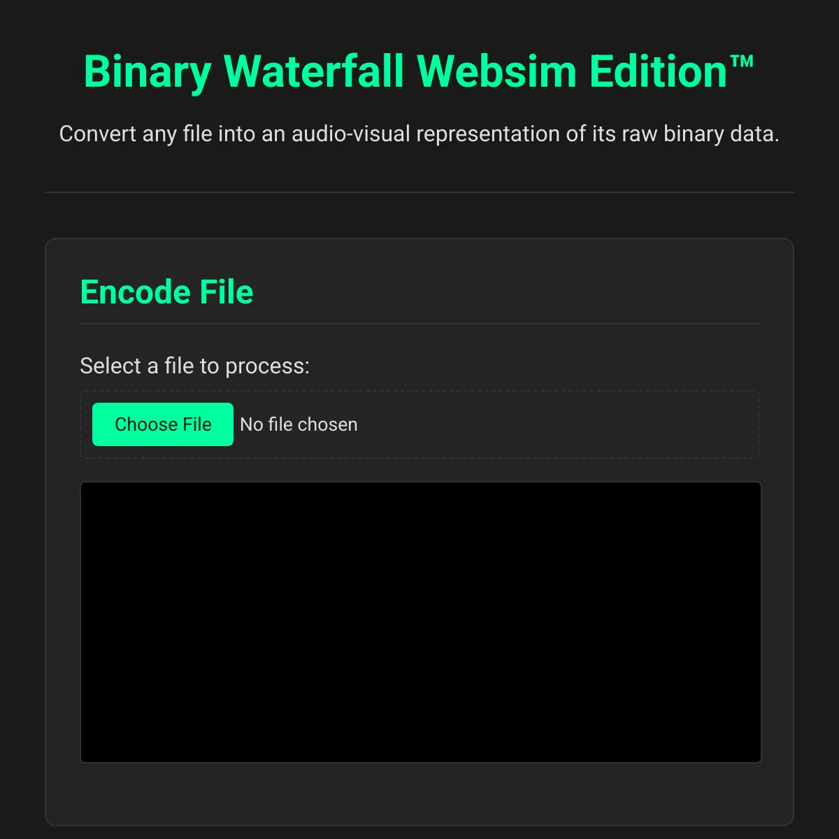 Binary Waterfall Websim Edition™