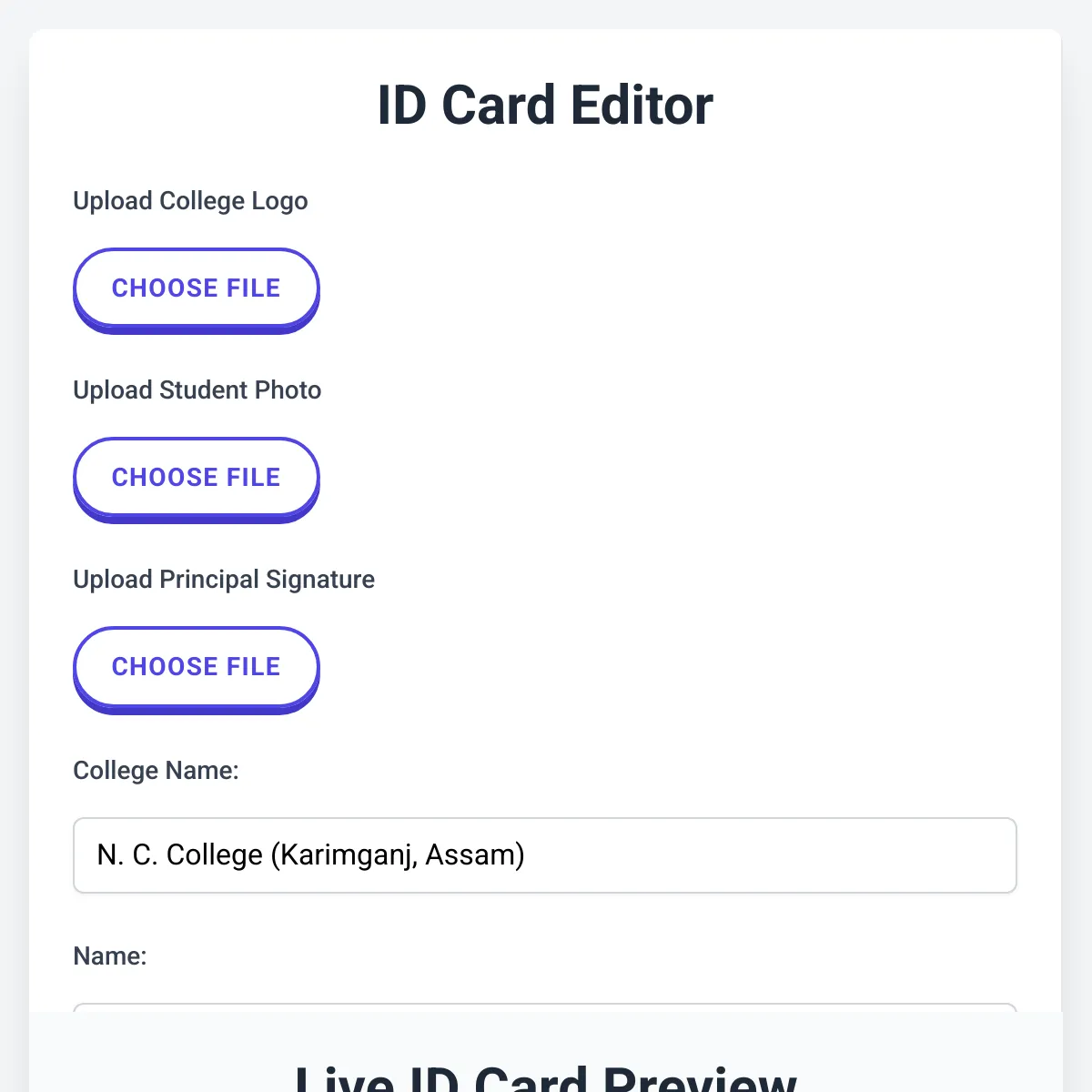 Student ID Card Generator