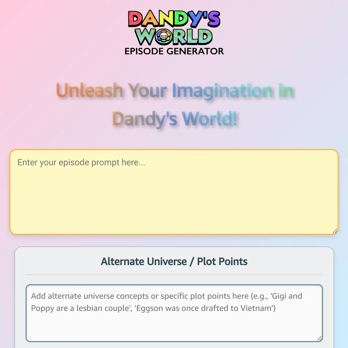 Dandys World Episode Generator with new people