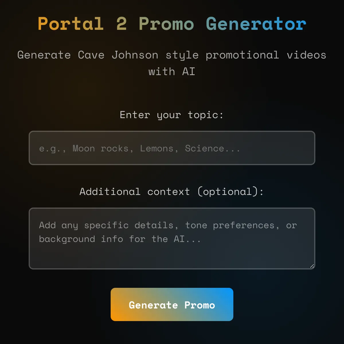 Portal 2 Promo Generator