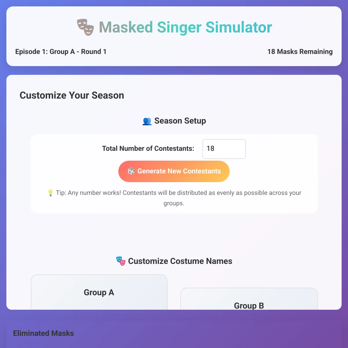 Masked Singer Simulator