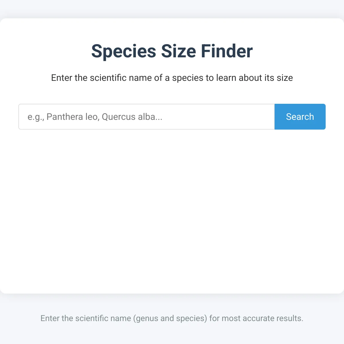 Species Size Finder