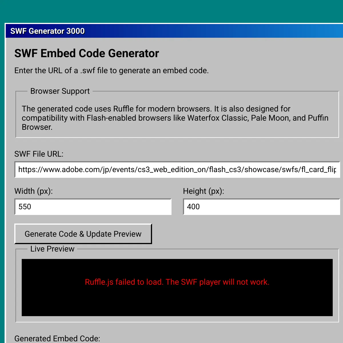 SWF Embed Code Generator