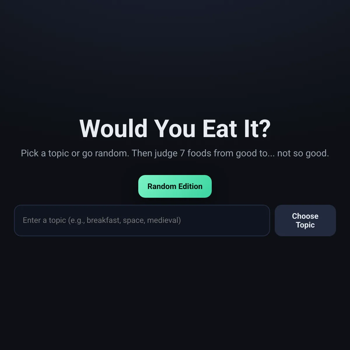 Would You Eat It?