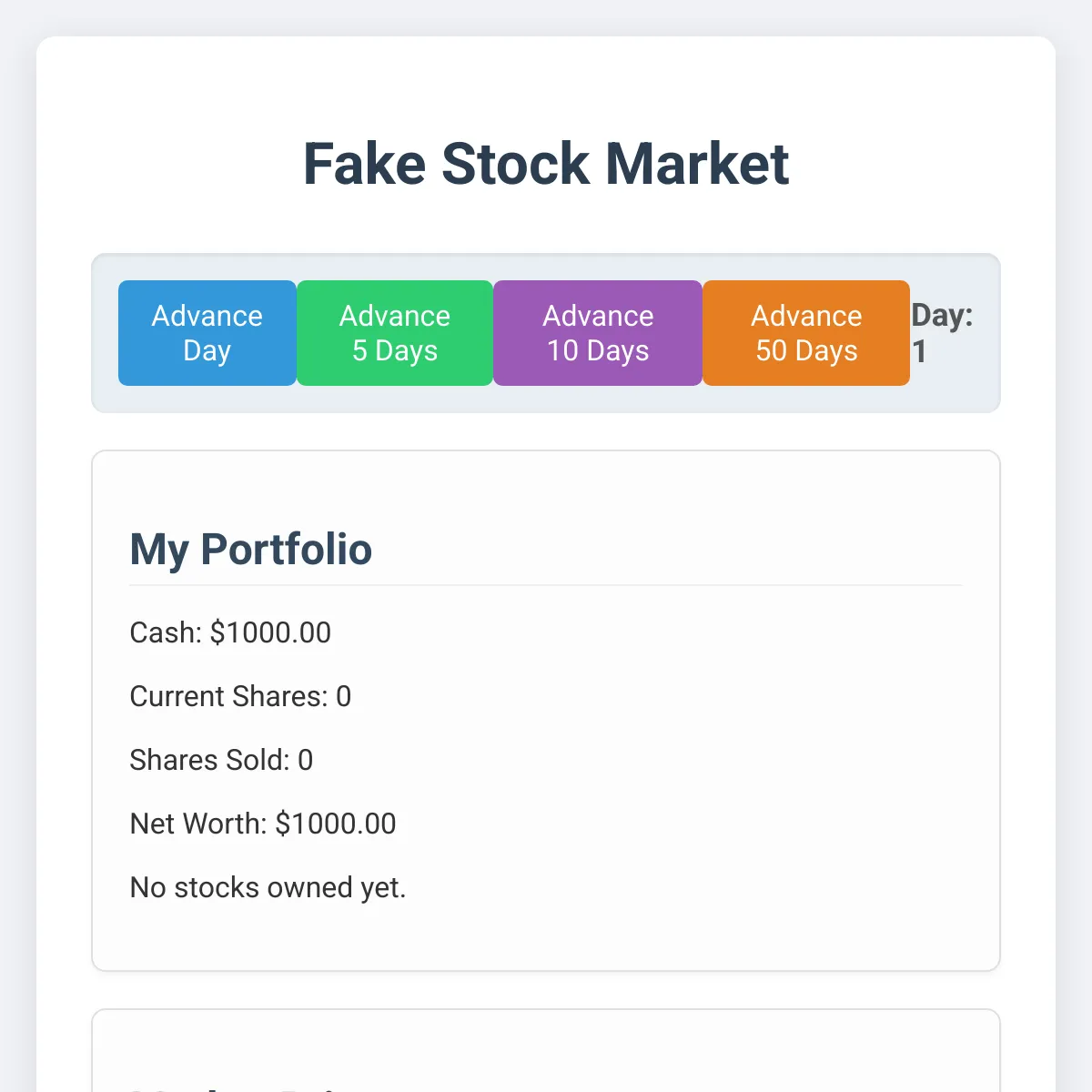 Fake Stock Market