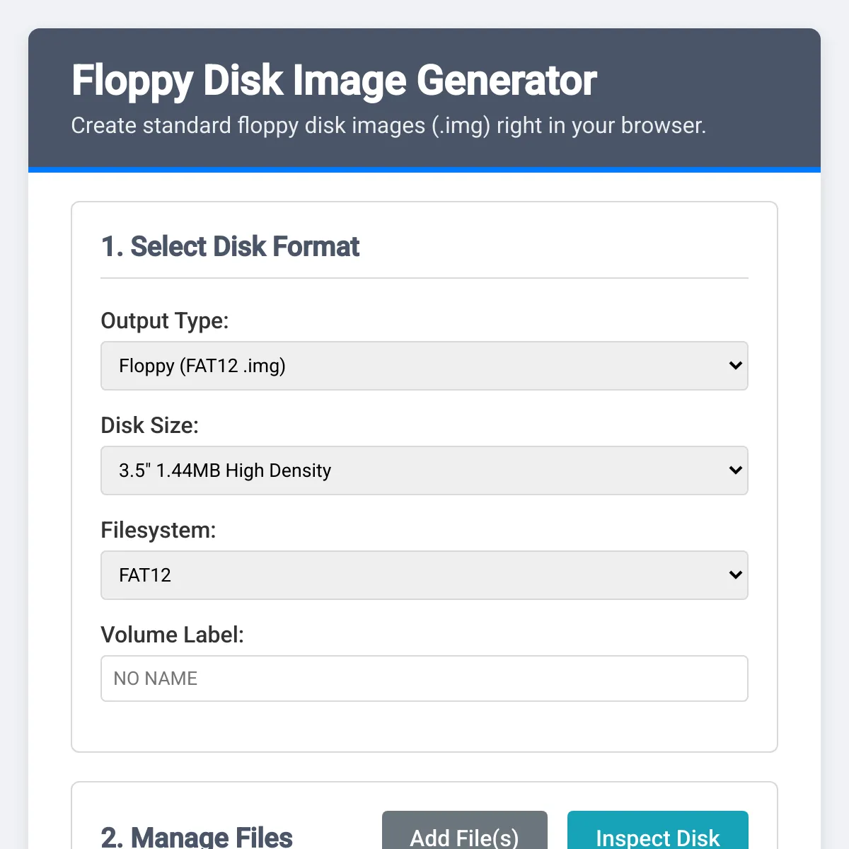 Floppy Disk Image Generator