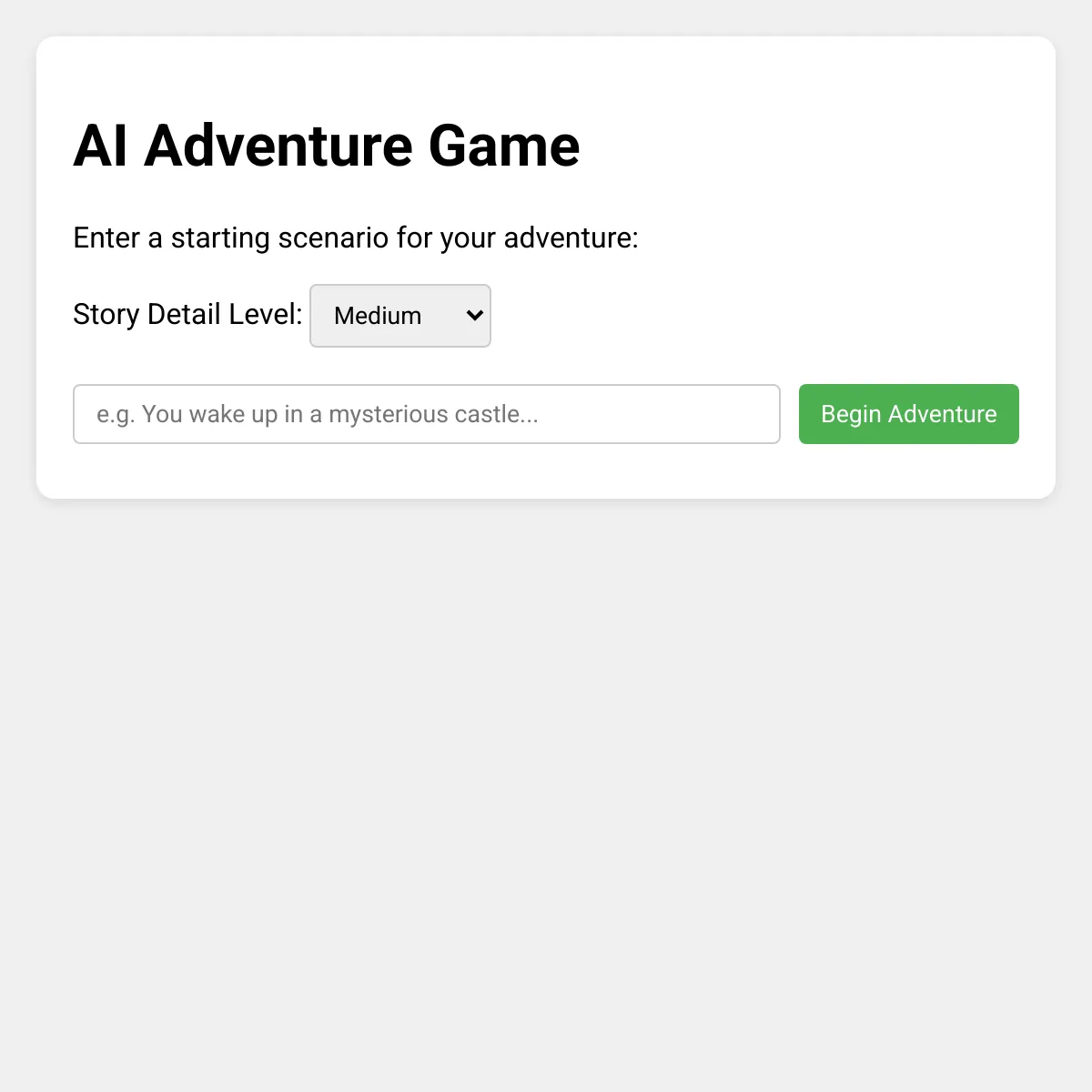AI Adventure Game