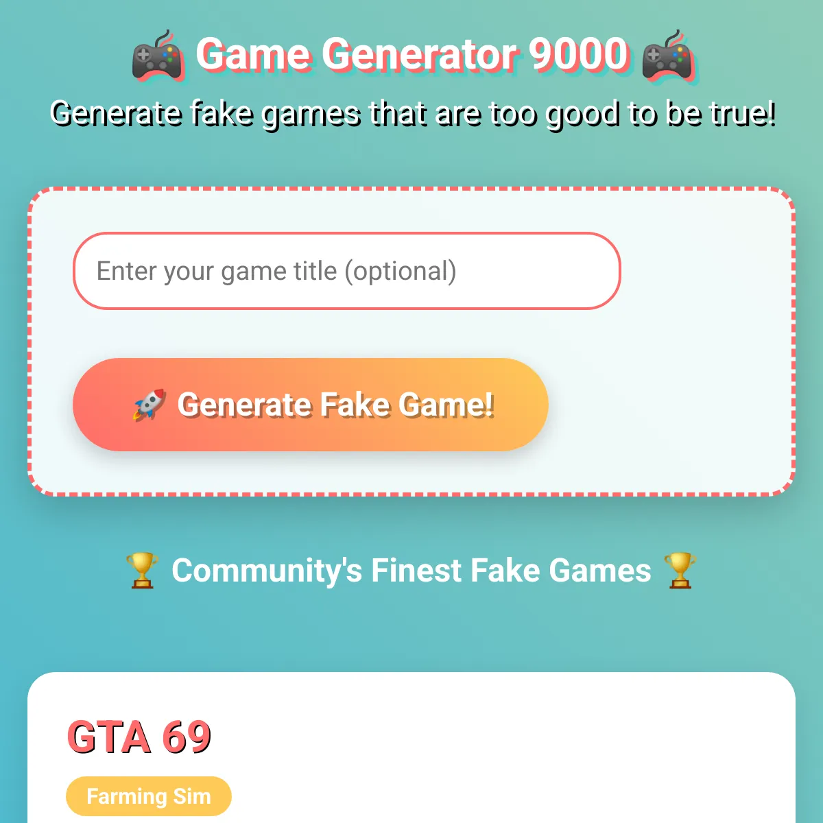 🎮 Game Generator 9000 🎮