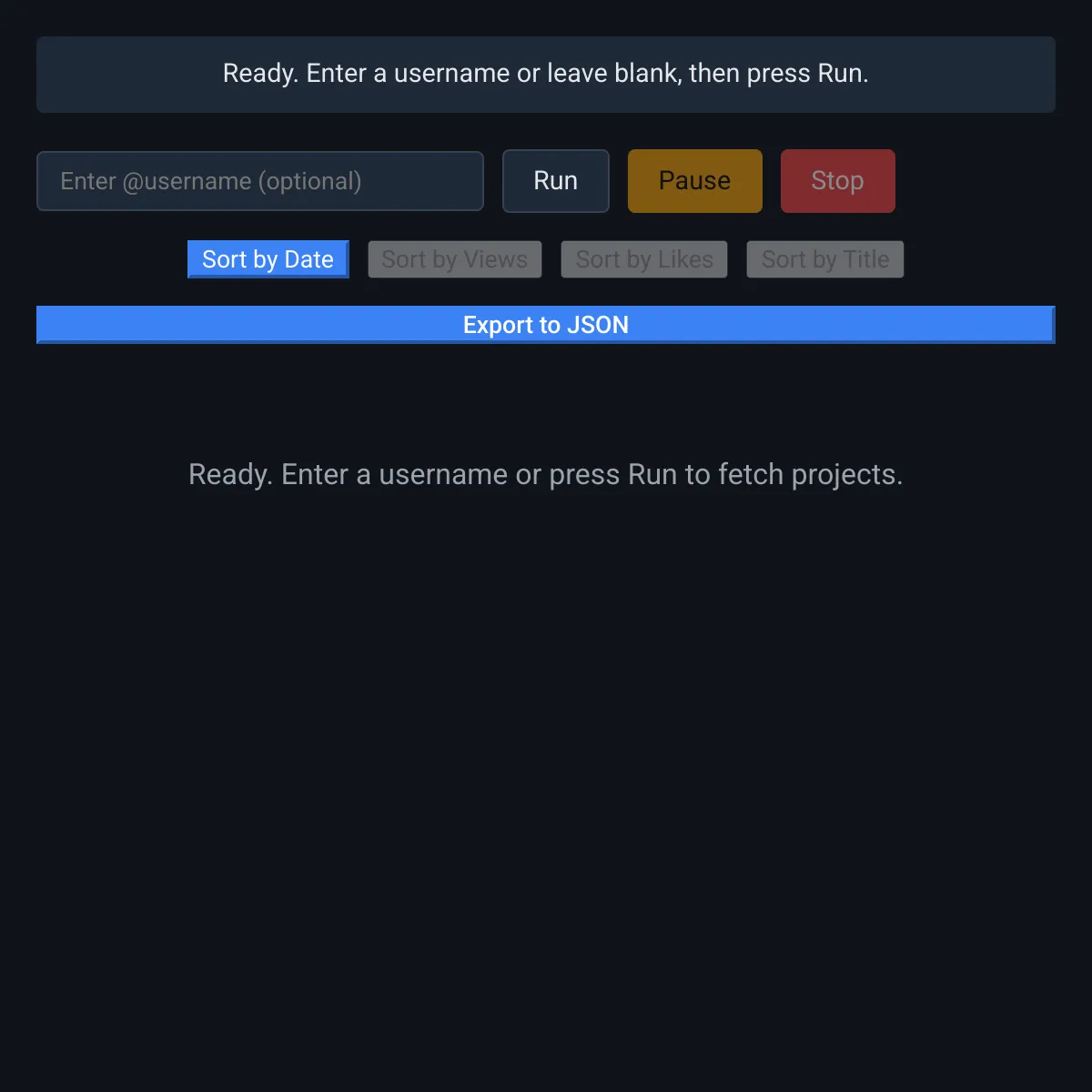 WebSim Projects metadata export