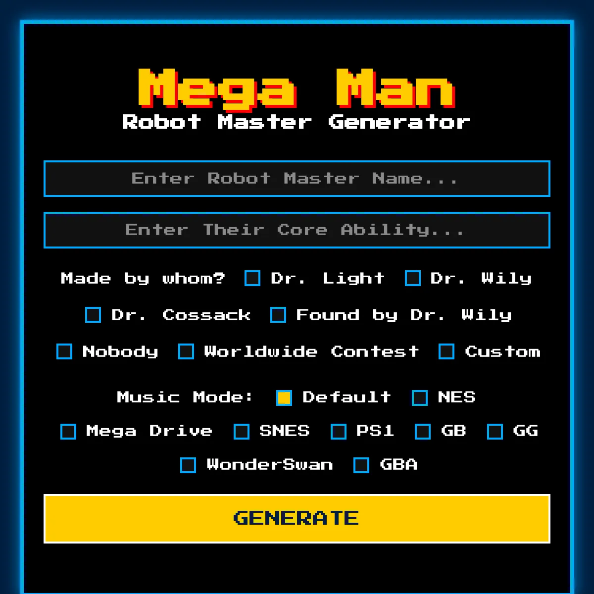 Robot Master Generator (Mega Man)