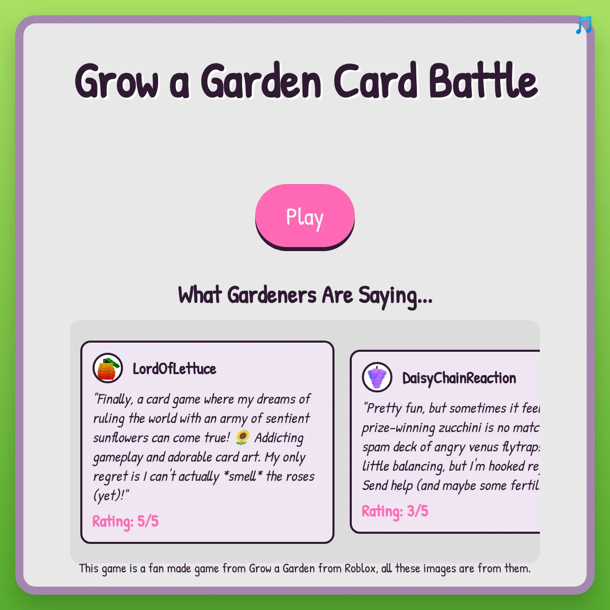 Grow A Garden Card Battle