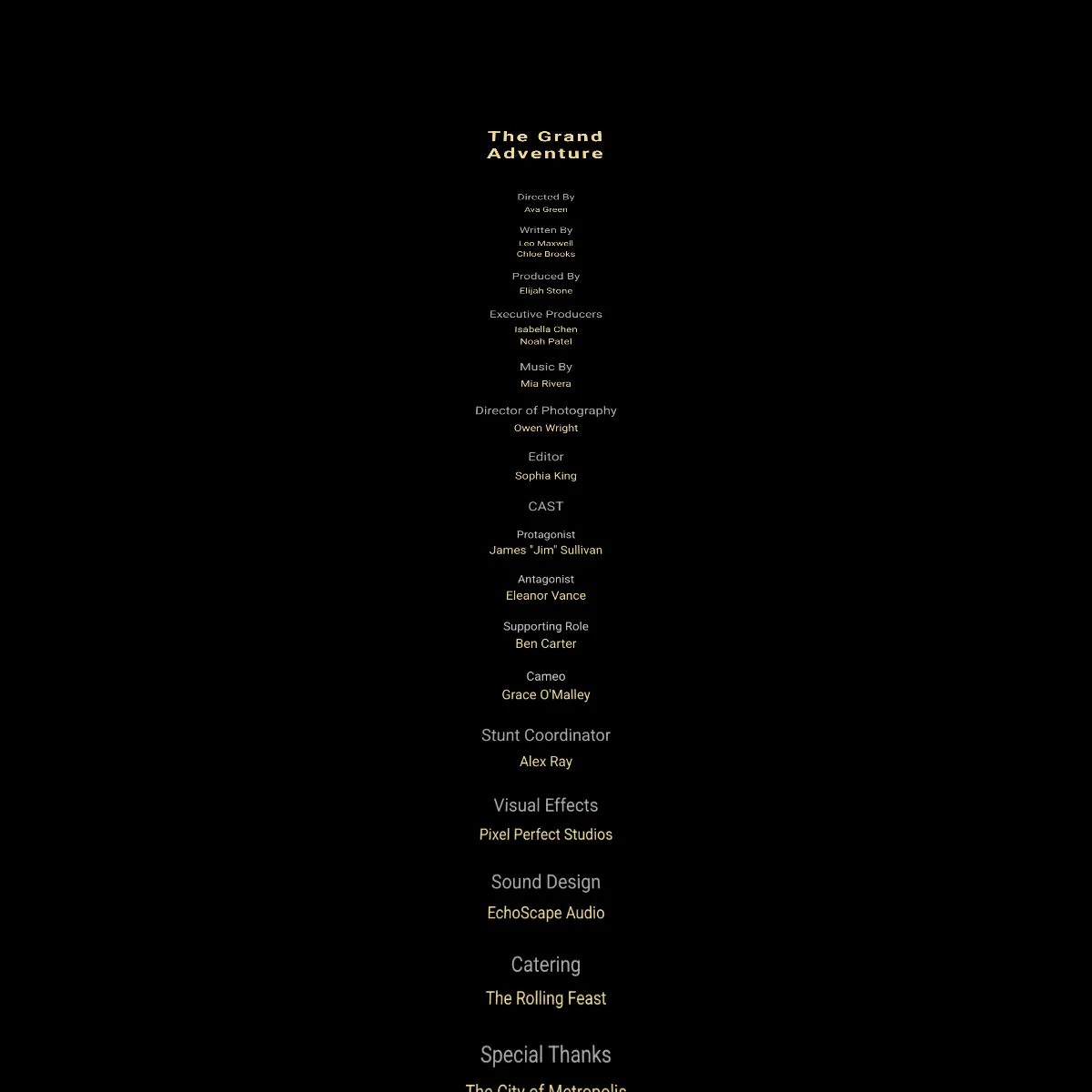 Movie Credits: The Grand Adventure