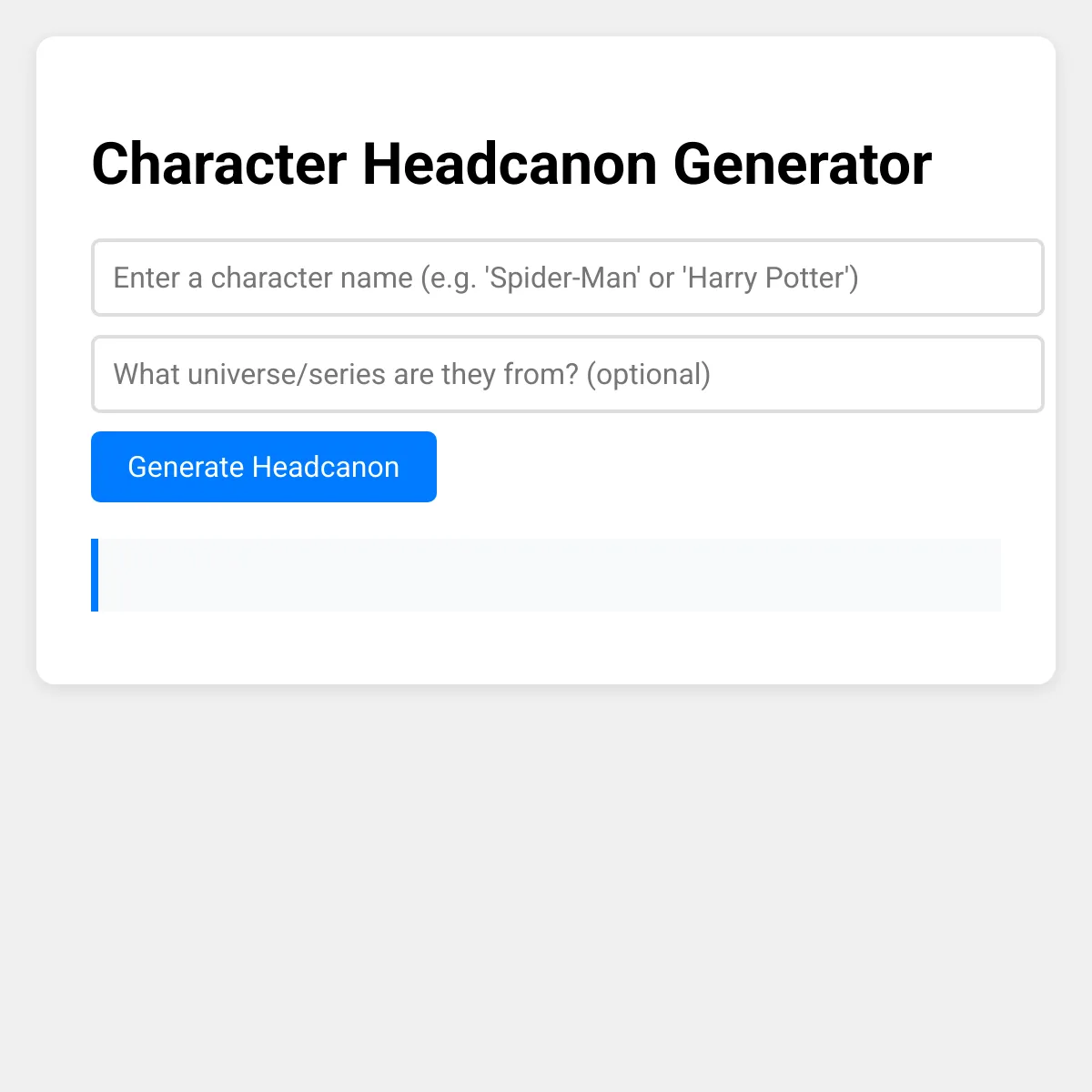 Character Headcanon Generator