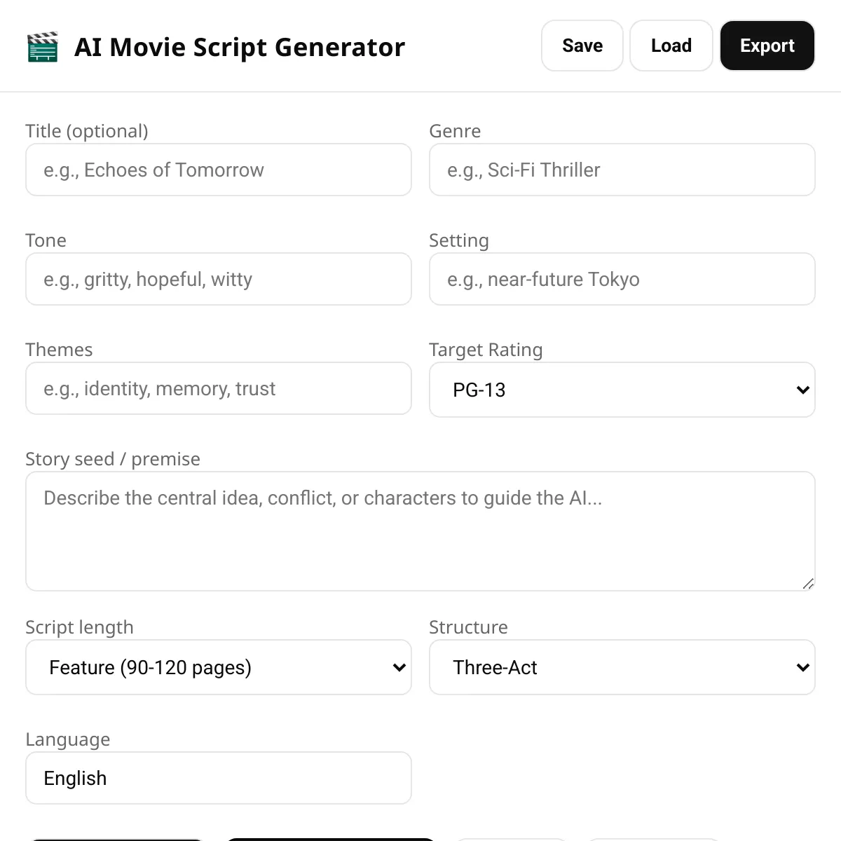 Al movie script generator