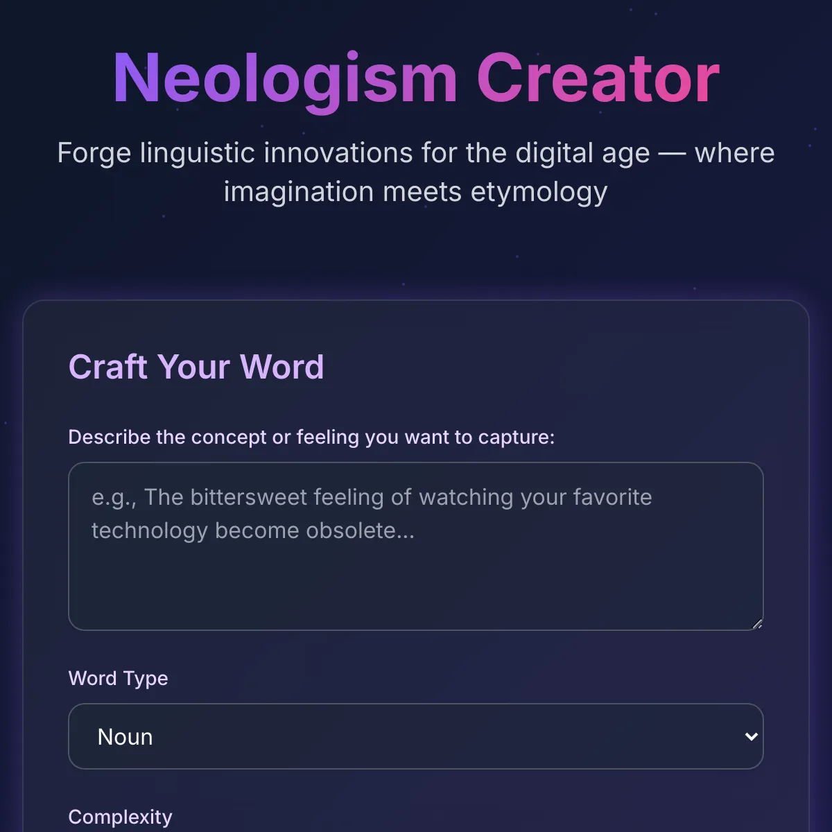 Neologism Creator: Forge New Words for Modern Times