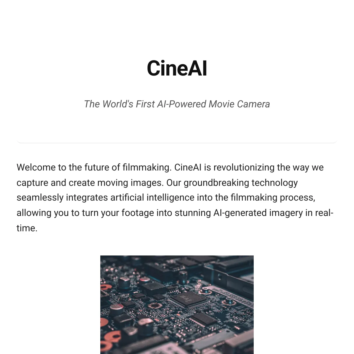 CineAI - The World's First AI-Powered Movie Camera