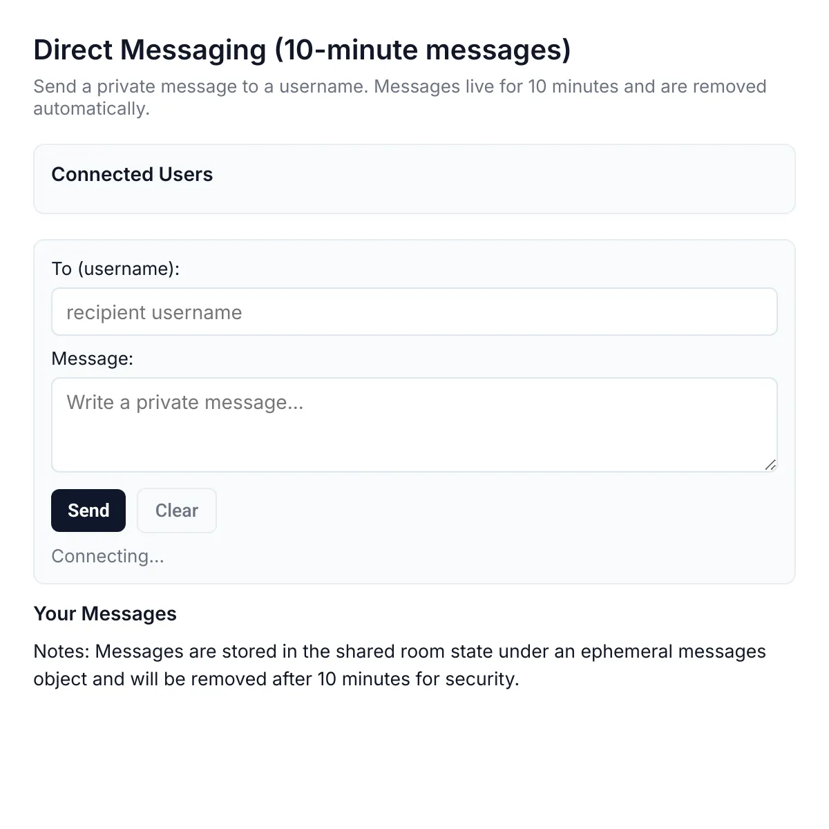 Direct Messaging (10-minute messages)