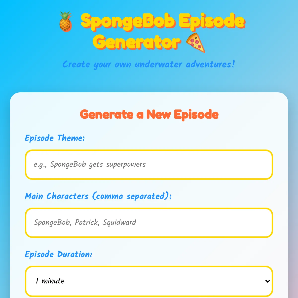 SpongeBob Episode Generator