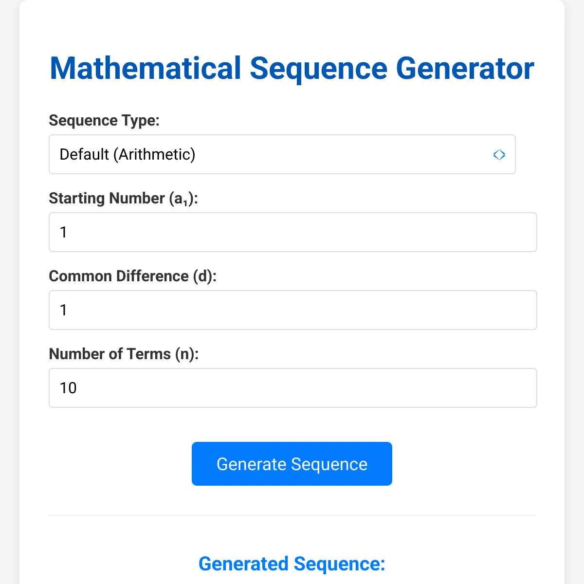Mathematical Sequence Generator