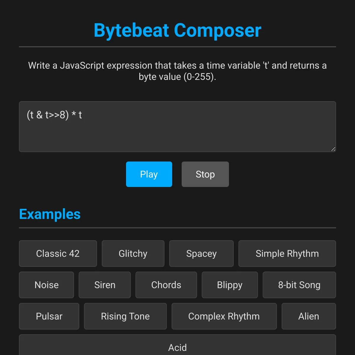 Bytebeat Composer