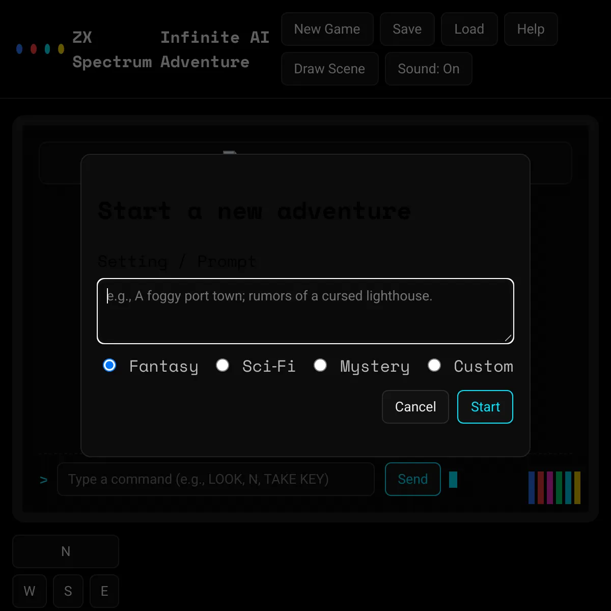 ZX Spectrum • Infinite AI Adventure