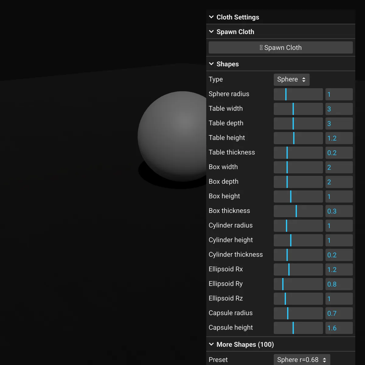 Cloth + Sphere