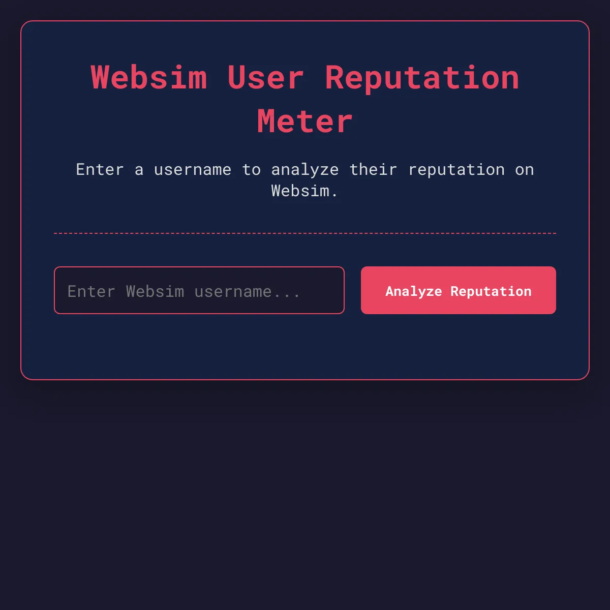 Websim User Reputation Meter+