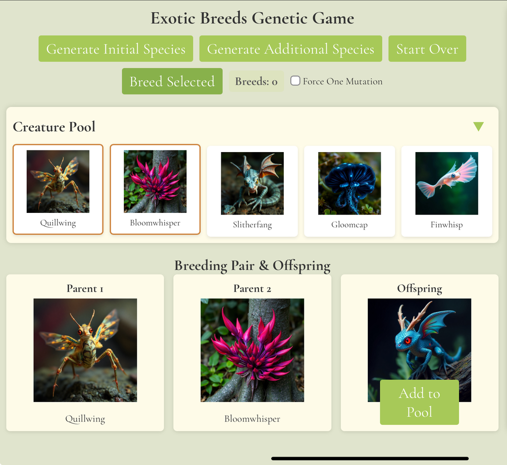 Exotic Breeds Genetic Game 🪦