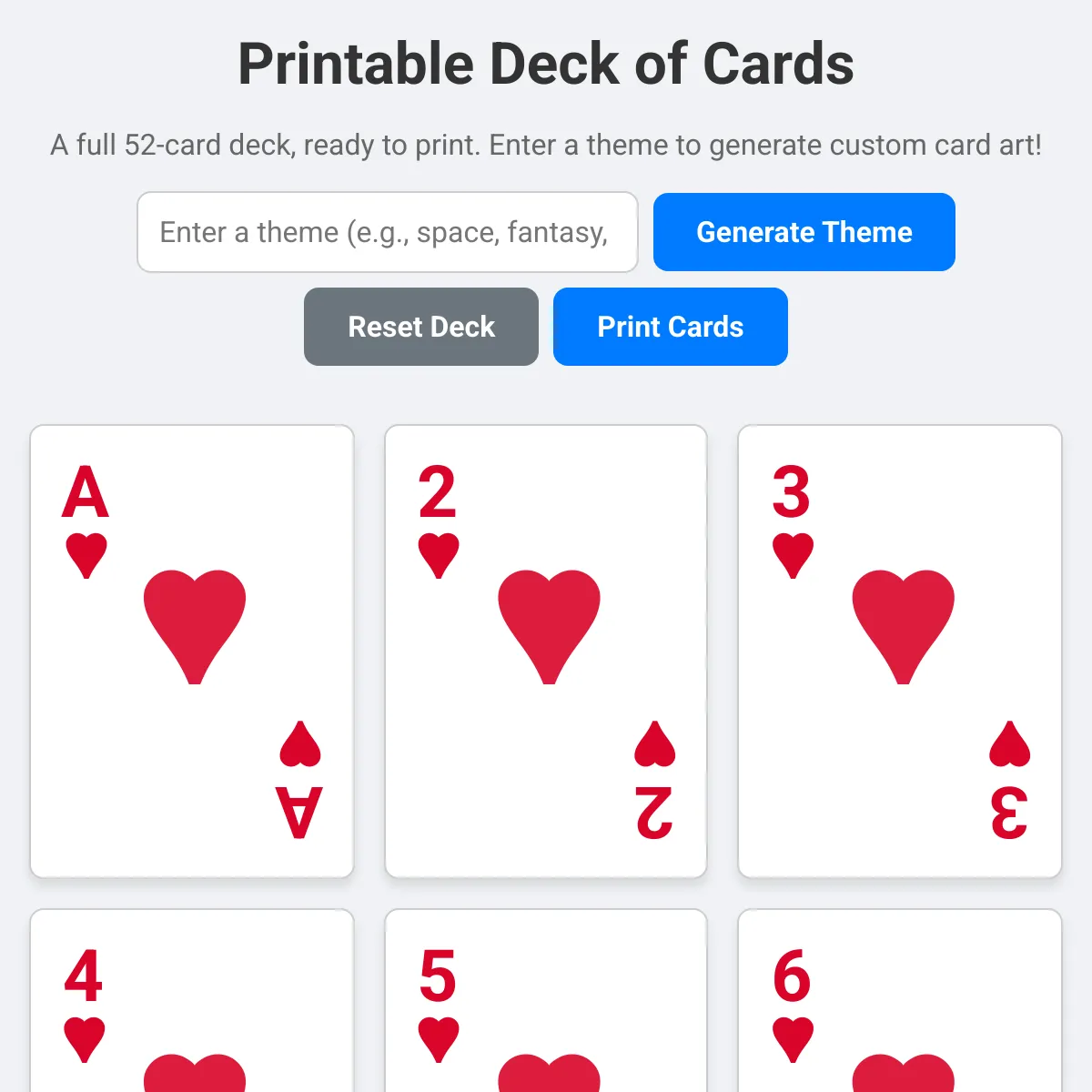 Printable Deck of Cards