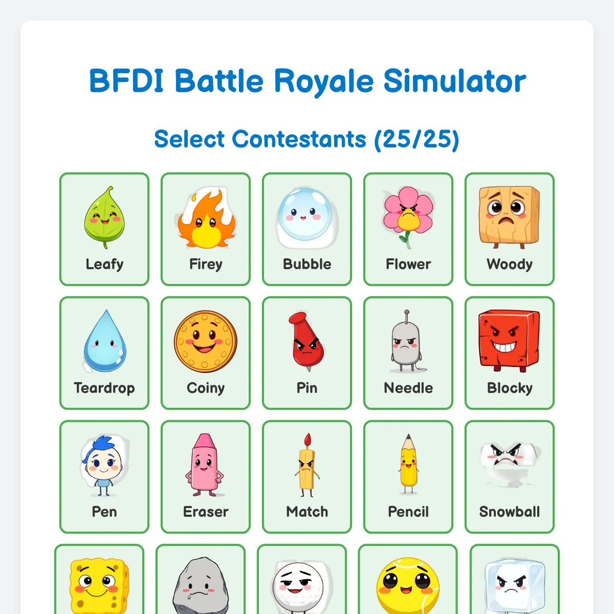 Bfdi Battle Royale Simulator