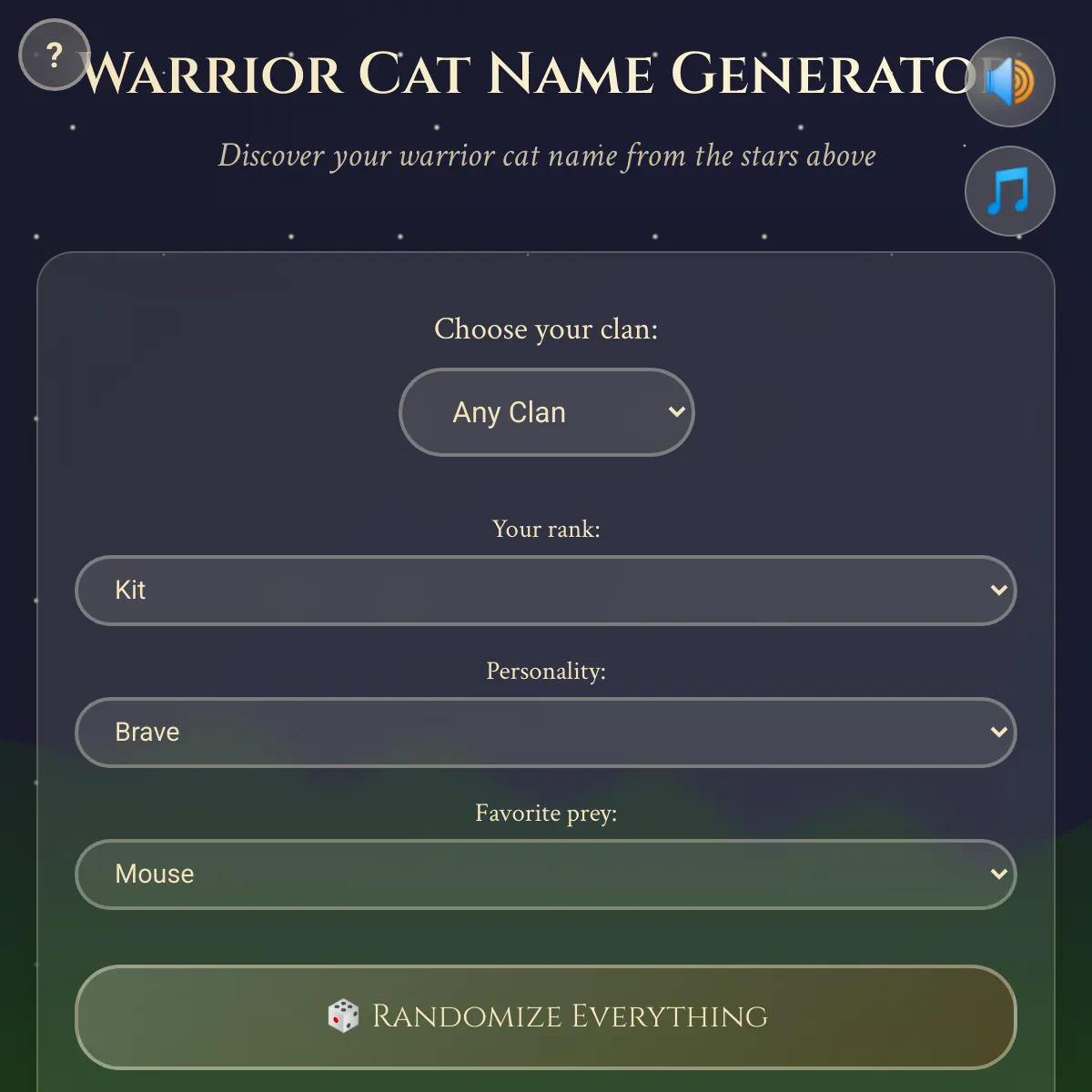 Warrior Cat OC Name Generator