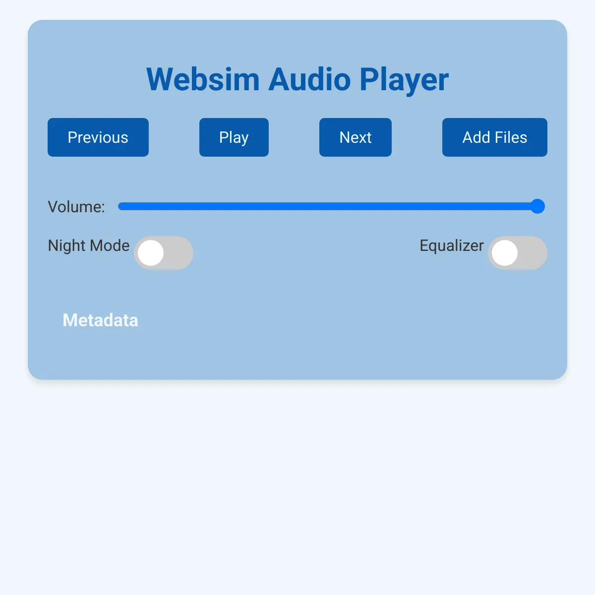 Websim Audio Player + Metadata