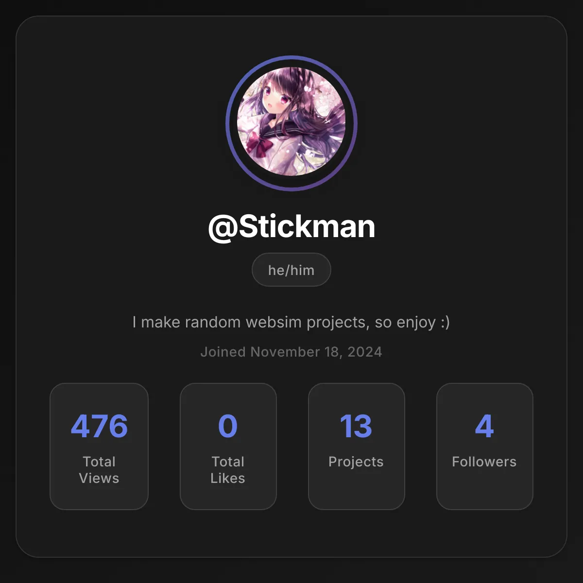 @Stickman's Profile – websim.com