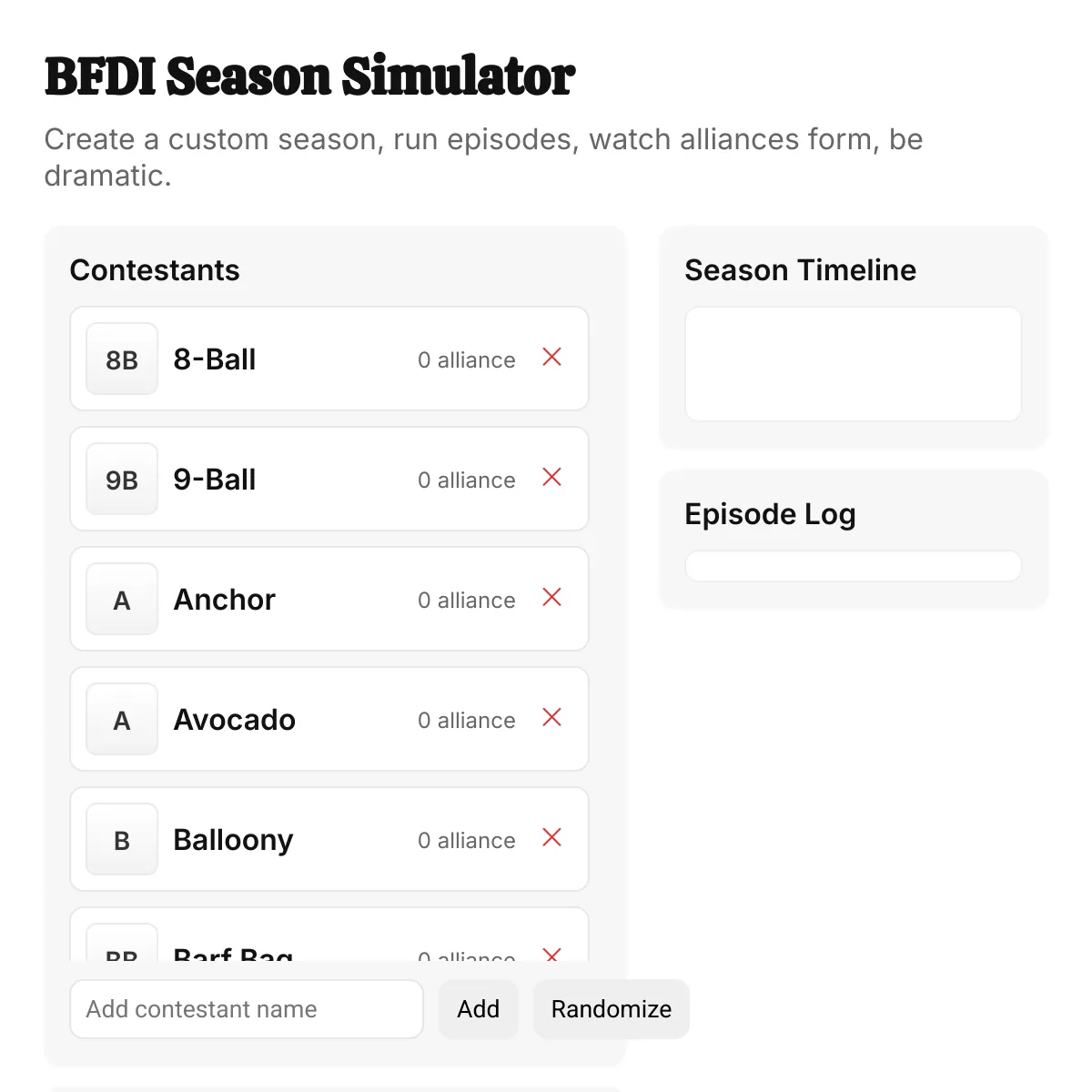 BFDI Season Simulator (BETA)