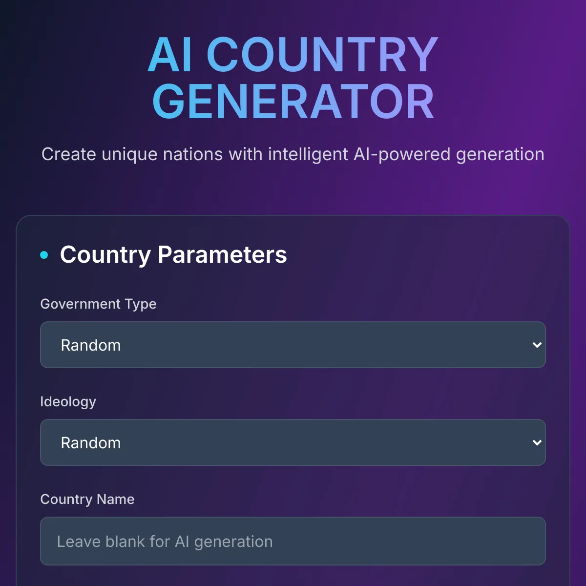 AI Country Generator