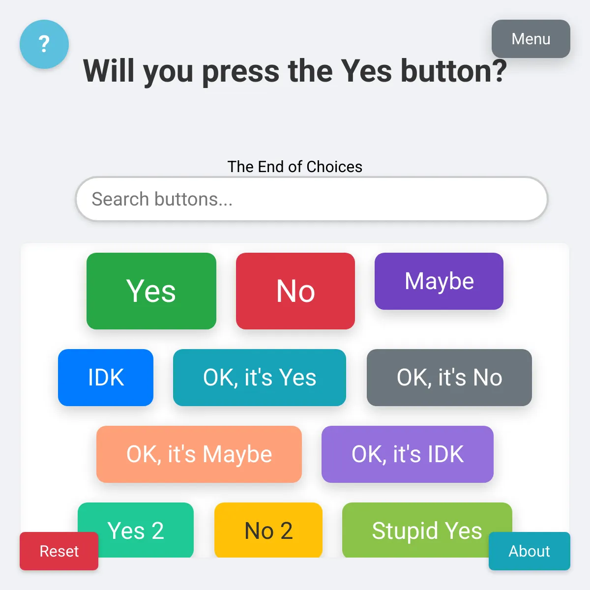 Yes No Buttons