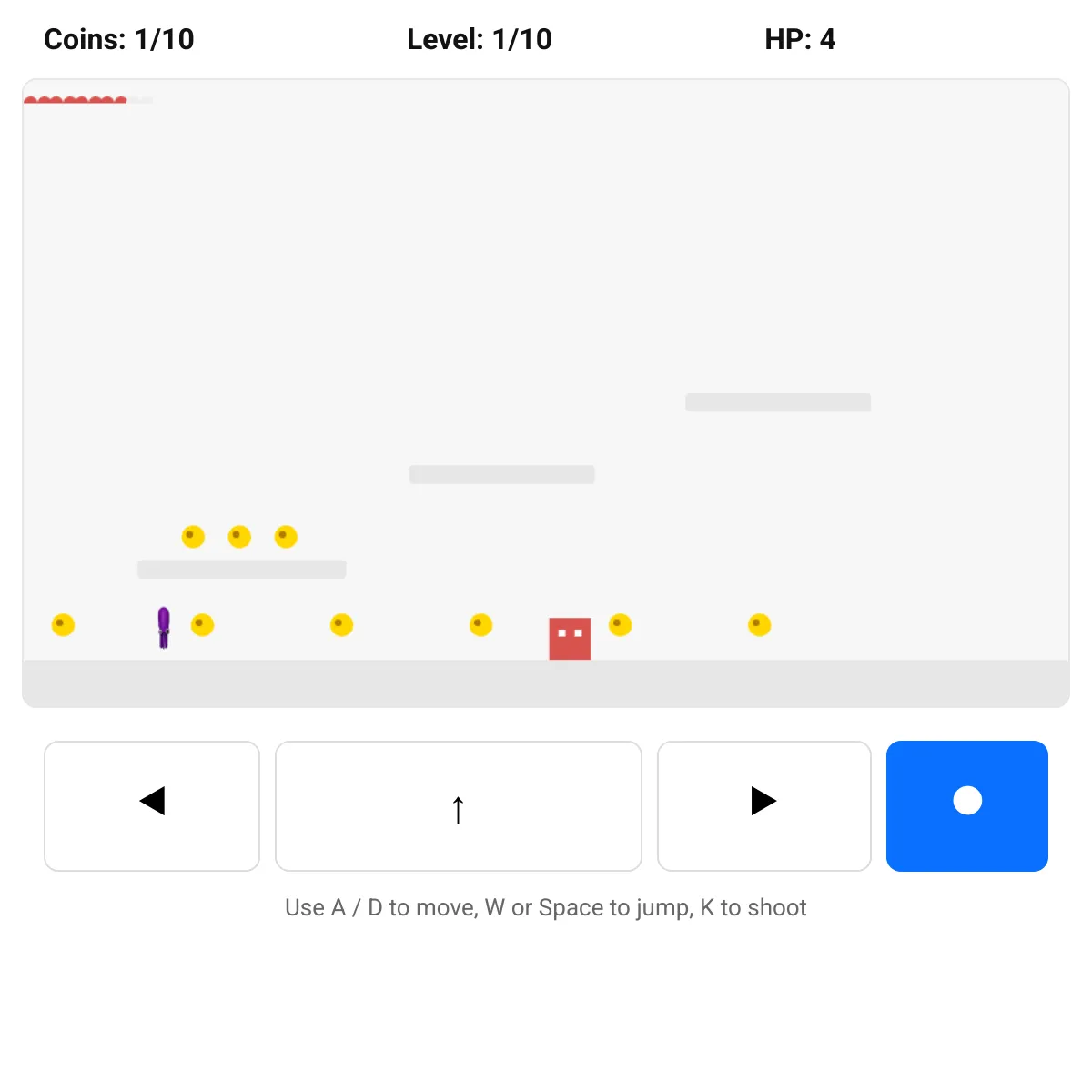Minimal 2D Platformer — Collect 10 Coins