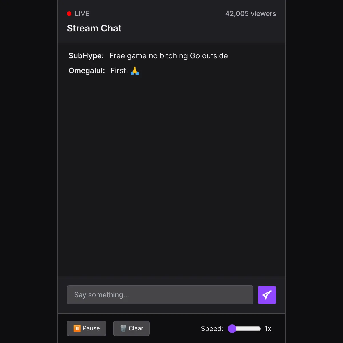 Live Twitch Chat Simulator