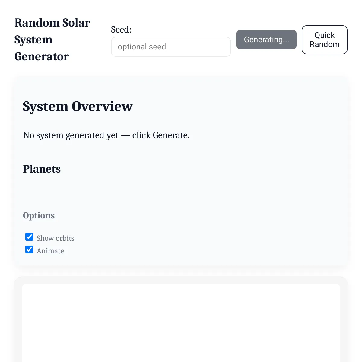 Random Solar System Generator