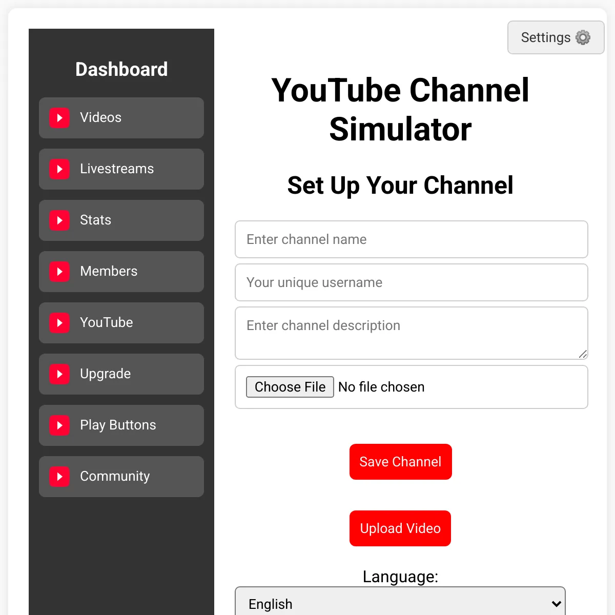 Youtube Channel Simulator (NEW)