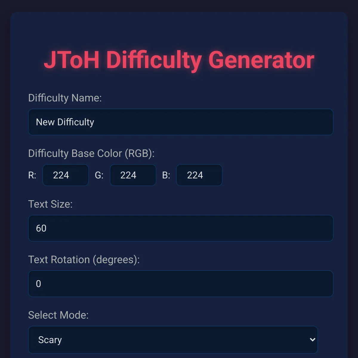 JToH Difficulty Generator