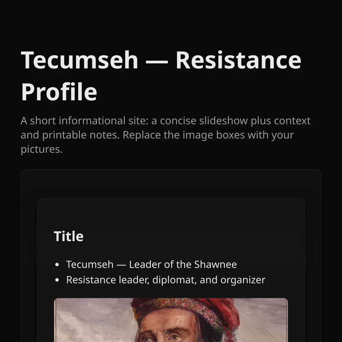Tecumseh — Resistance Profile (Slideshow)