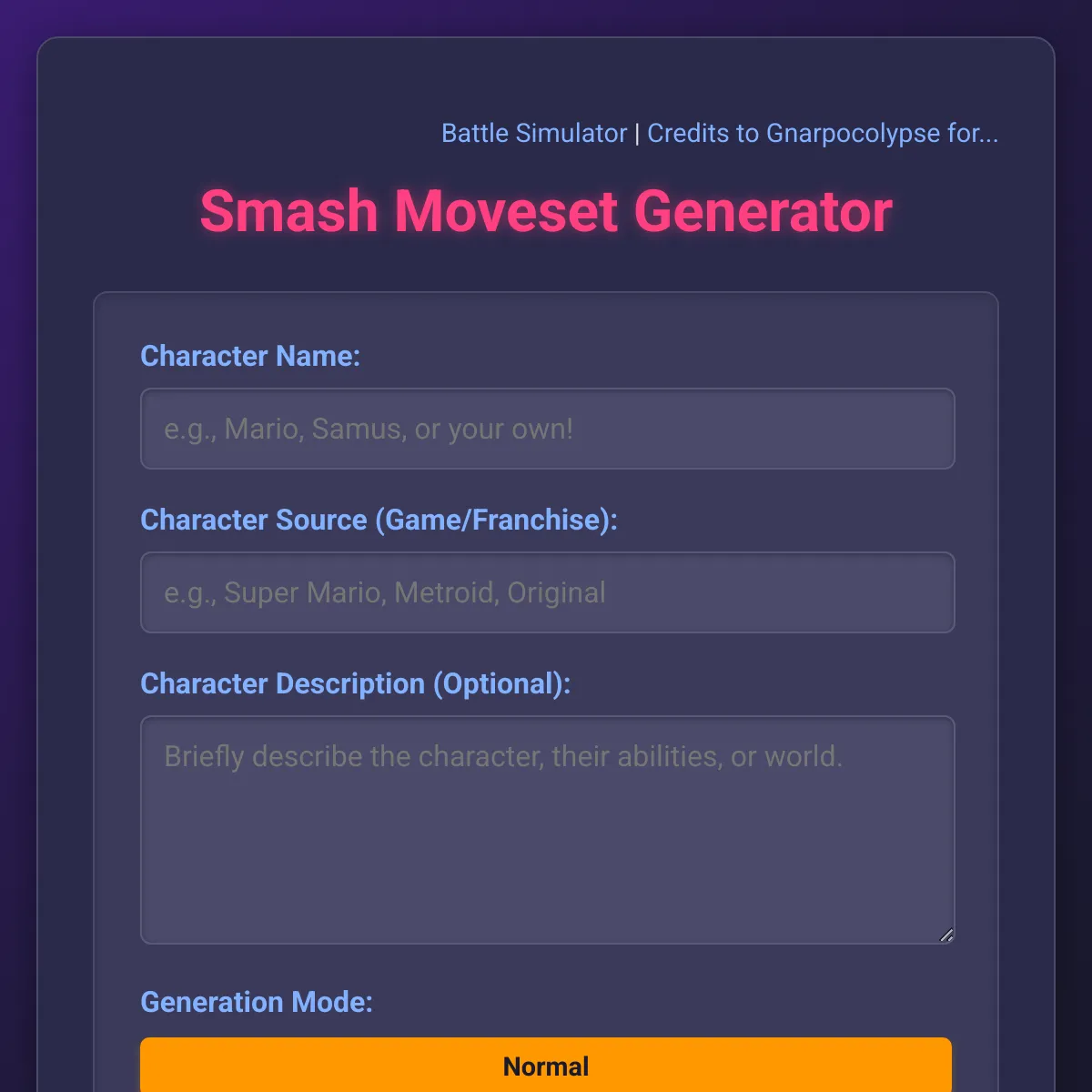 Smash Moveset Generator PLUS (Reconstructed)