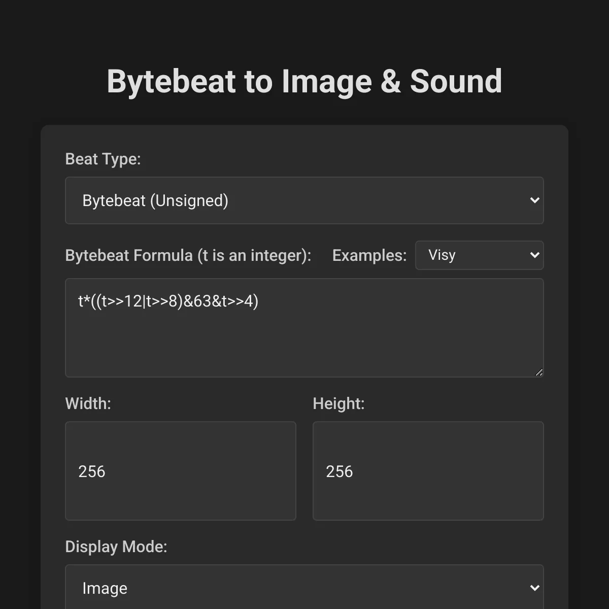 Bytebeat Pixgen