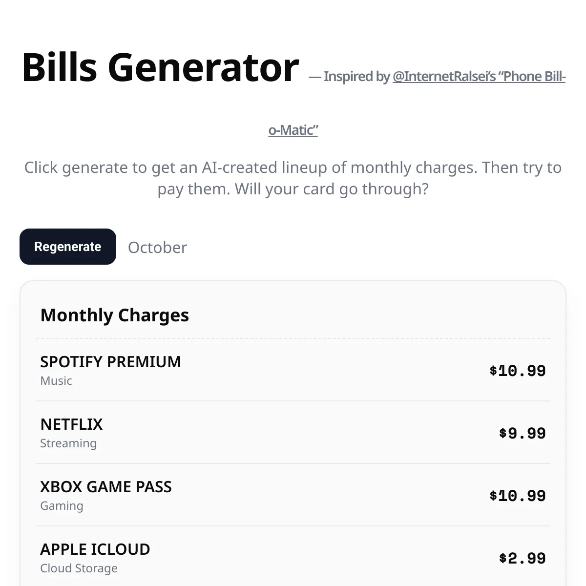 Bills Generator