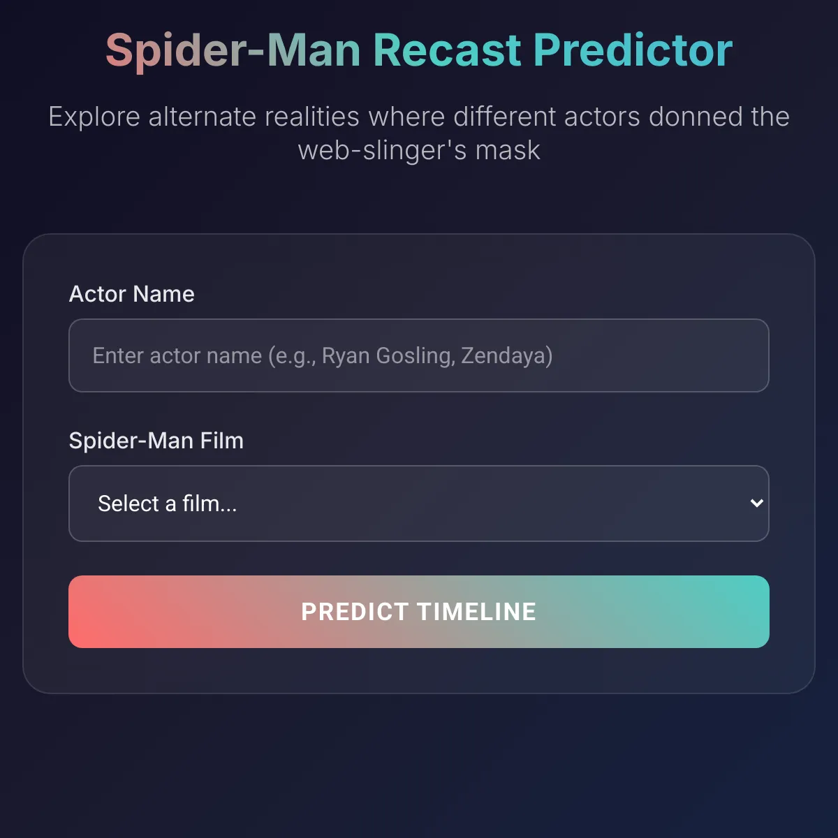 Spider-Man Recast Predictor