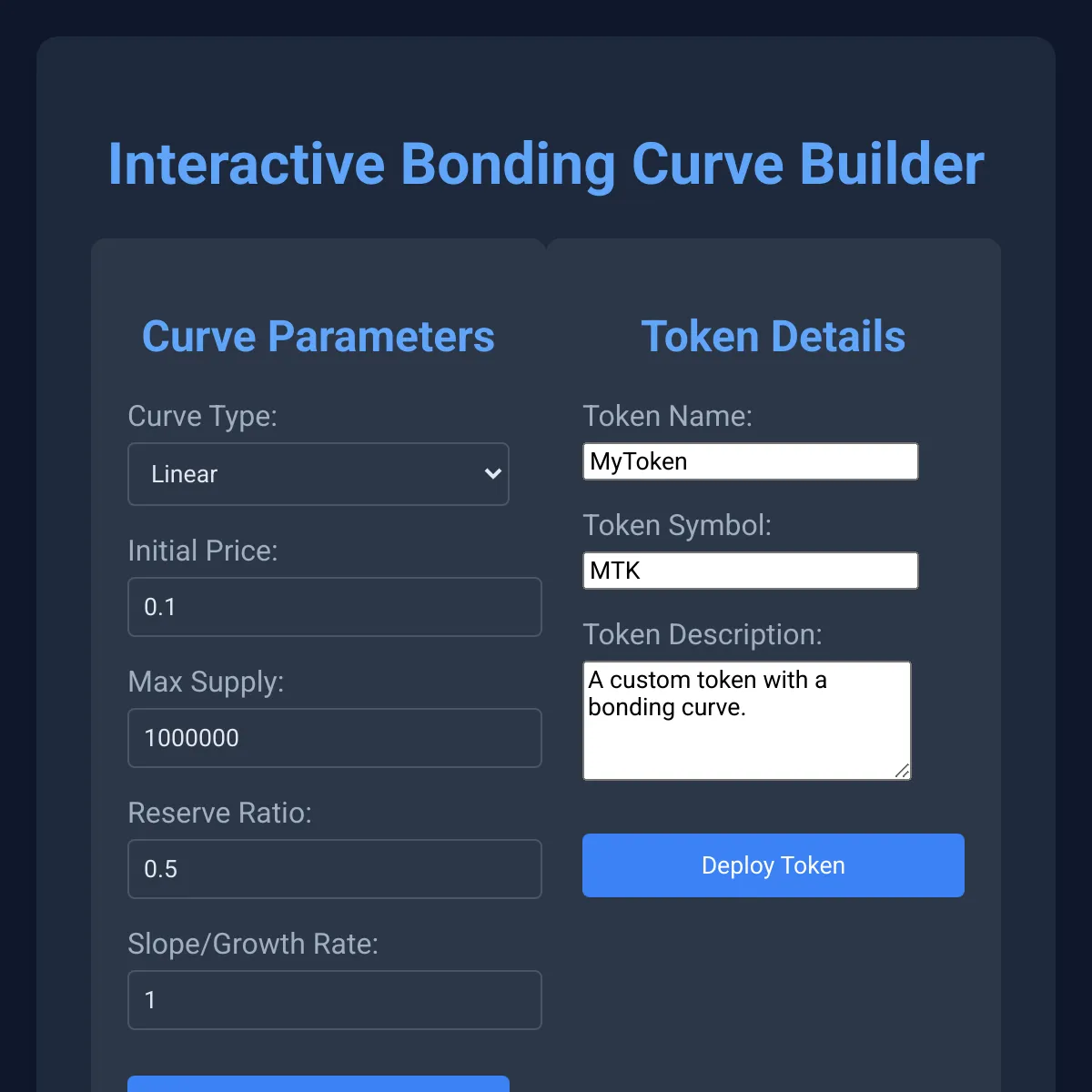 Interactive Bonding Curve Builder