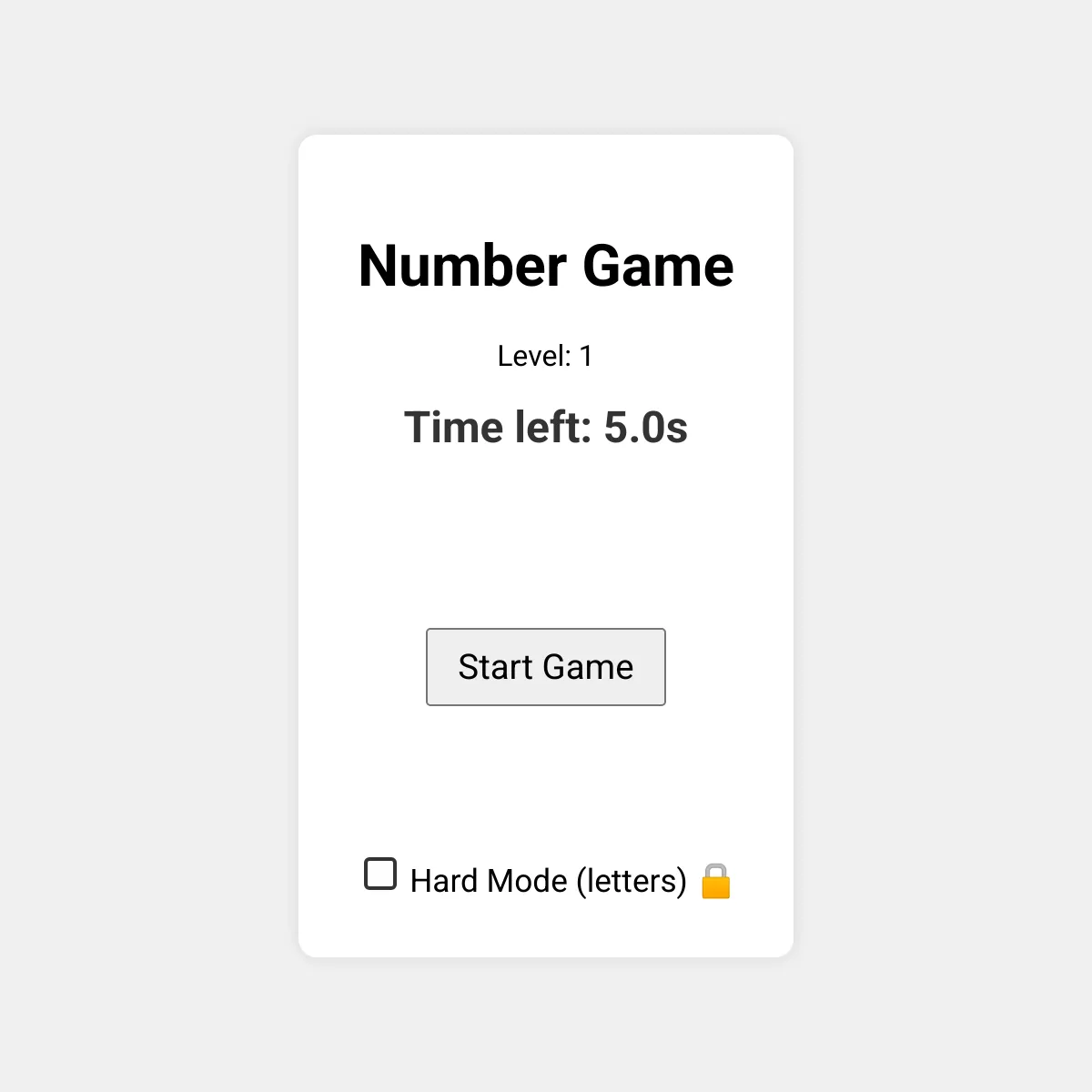Number Memory Game